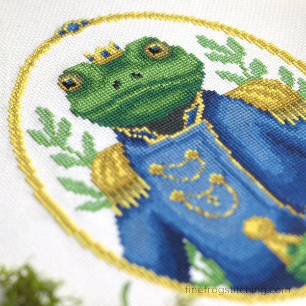 Prince Pondworthy - PDF magical royal frog cross stitch pattern – Fine ...