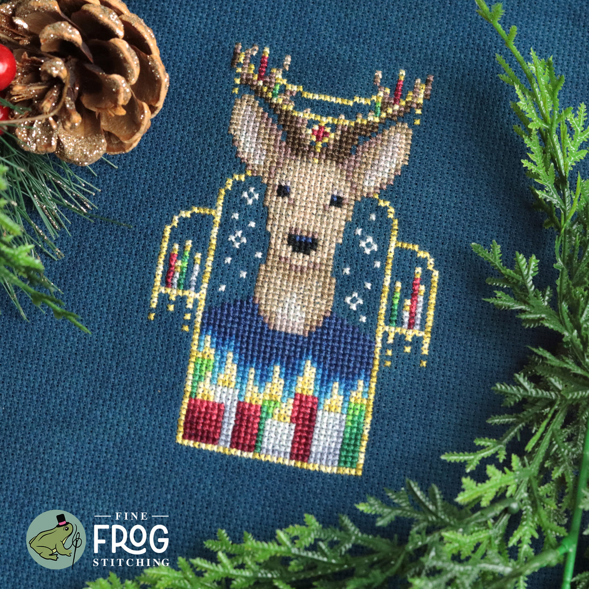 Candlelight Keeper - Reindeer Holiday Yule Winter Cross Stitch Pattern ...