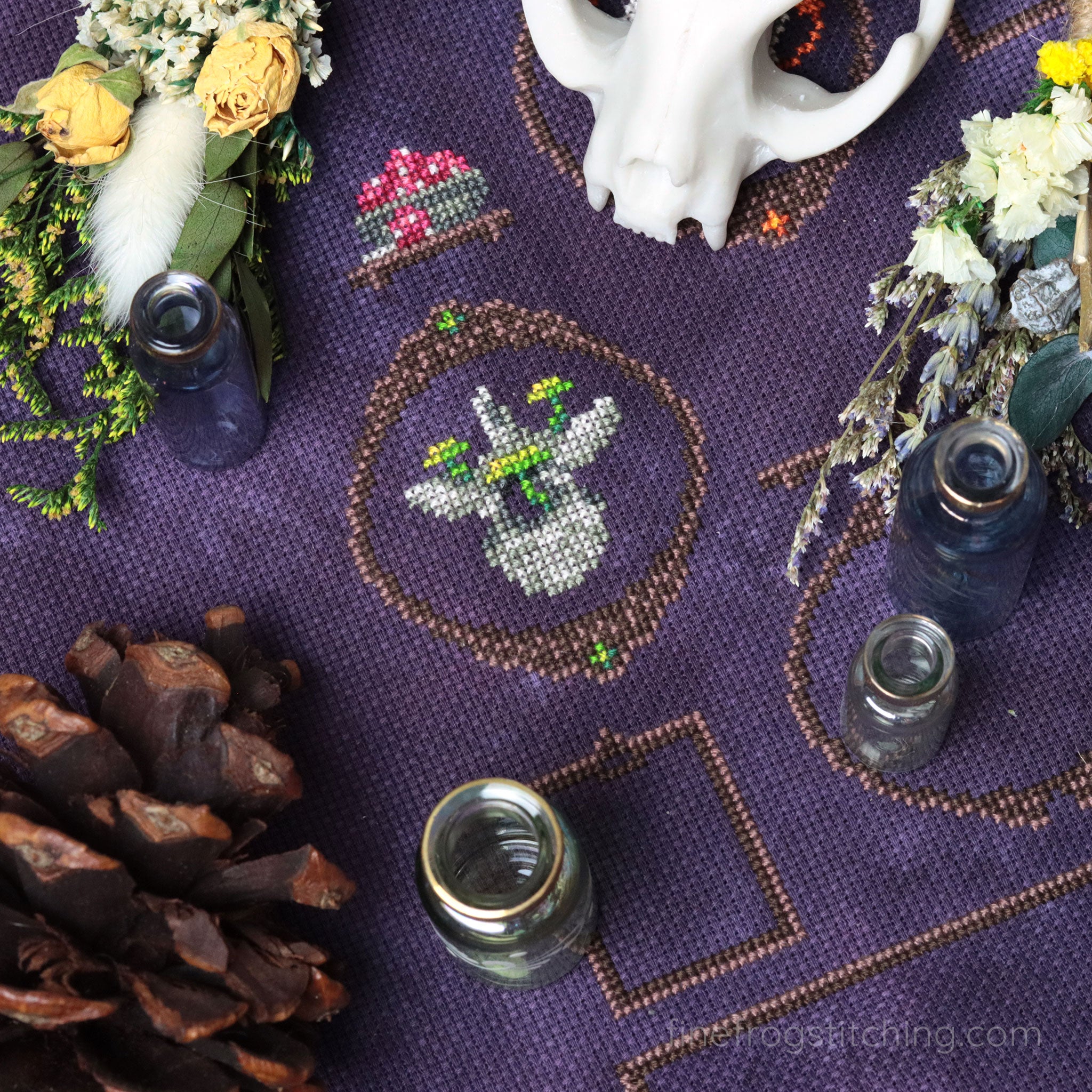 Femurs And Fungi Mystery Stitchalong - Bones Mushrooms Dark Academia C ...